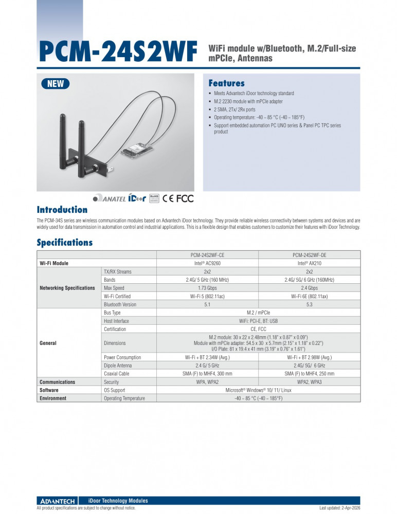 PCM-24S2WF product document page 1