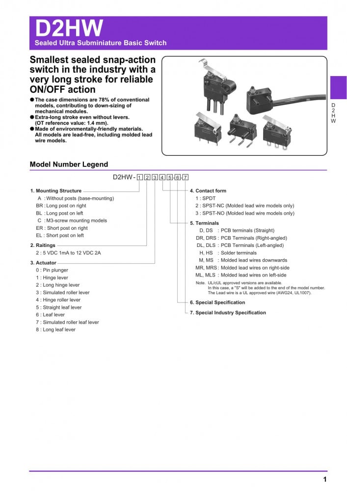 D2HW datasheet page 1