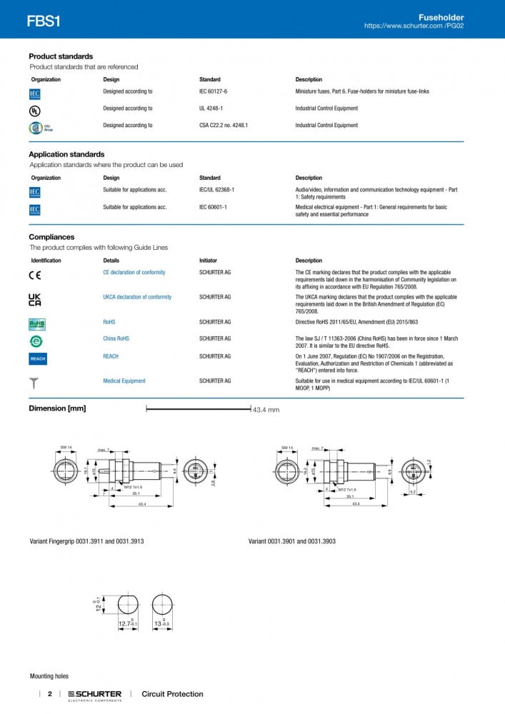 SCHURTER 0031.3903 datasheet page 2