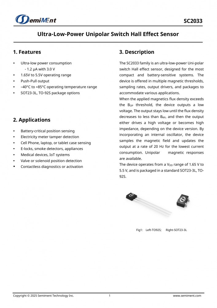 SC2033 datasheet page 1