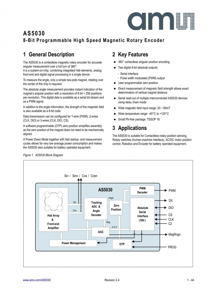 AS5030 datasheet page 1