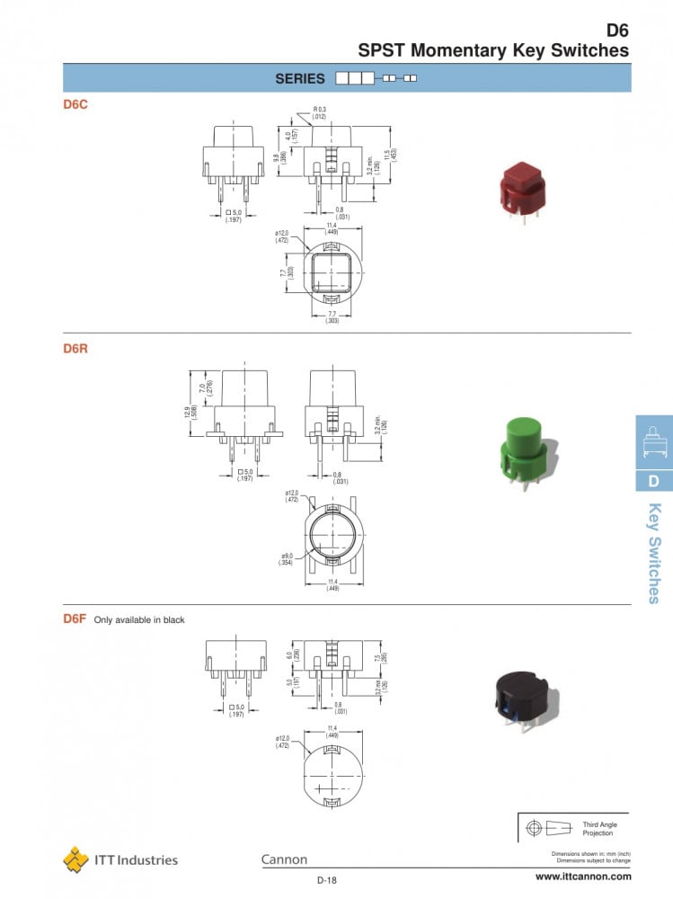 C&K D6 switch documentation page 2