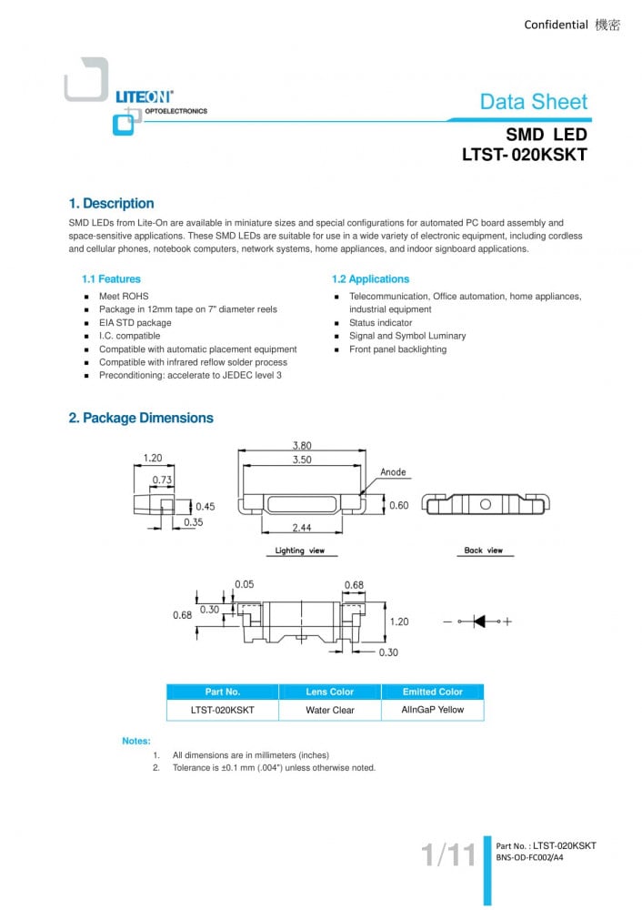 LTST-020KSKT datasheet page 2