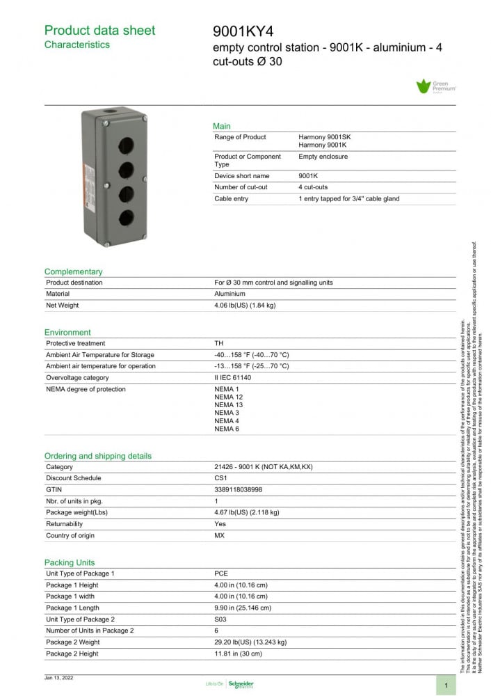 9001KY4 technical document page 1