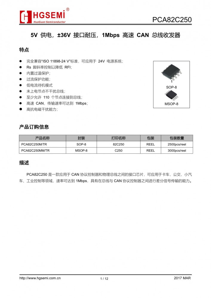 PCA82C250 datasheet page 1