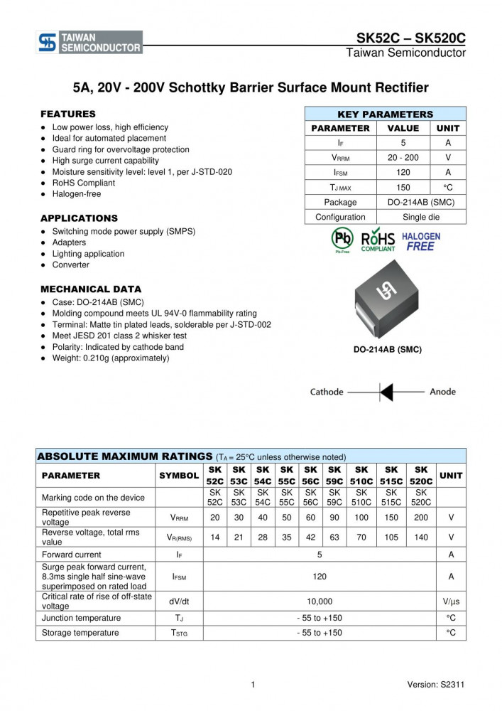 SK59C datasheet page 1