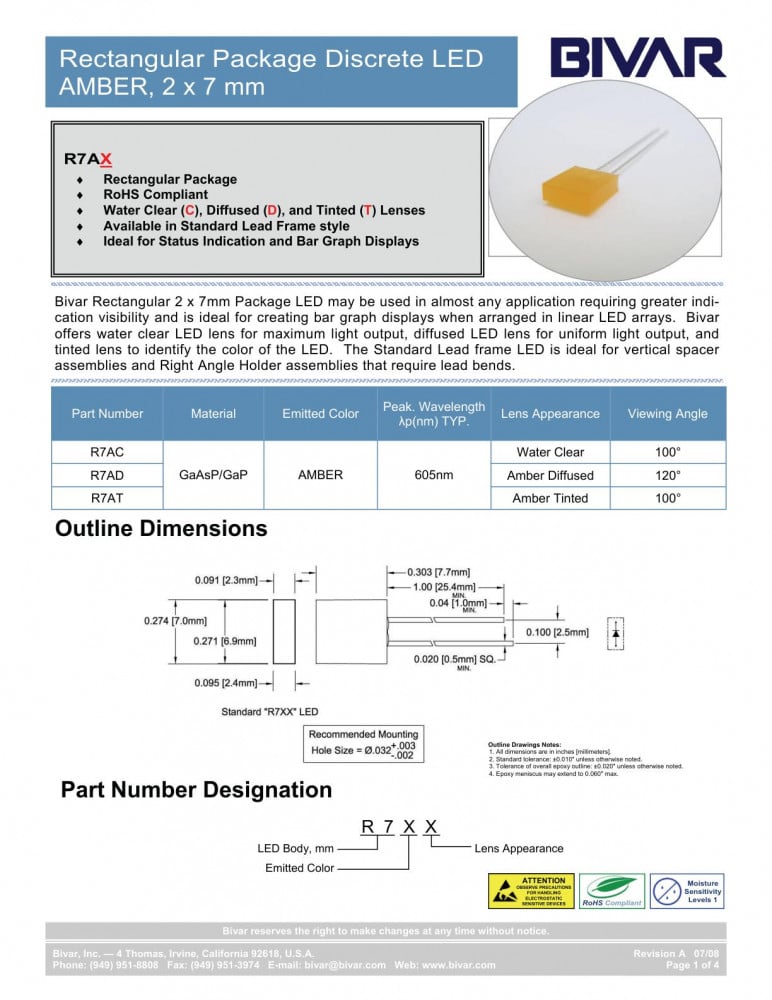 BIVAR R7AD datasheet page 1