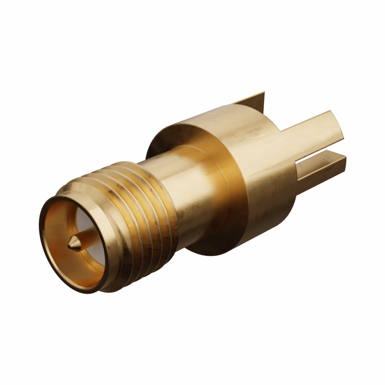 SMA Jack, Reverse Polarity, Straight, PCB Receptacle, Edge Mount, Overall Length 18.84mm, Brass Body, Gold (Au) Plated, 50 Ohms for sale