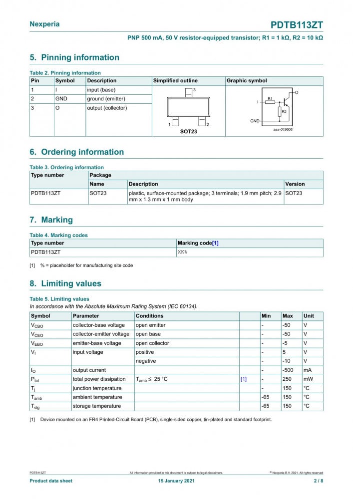 PDTB113ZT datasheet page 2
