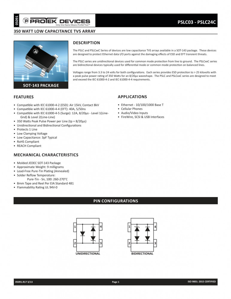 PSLC15C-LF-T7 datasheet page 1