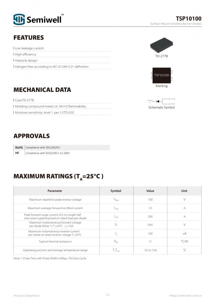 TSP10100 datasheet page 1