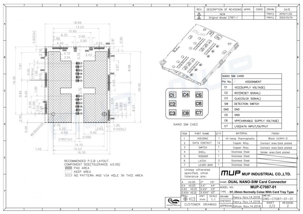 MUP C7087-01 technical drawing page 2