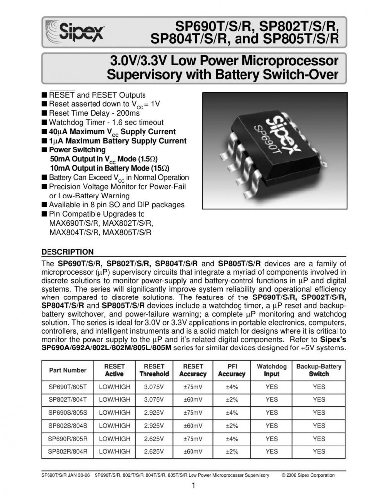 SP802SCN-L datasheet page 1