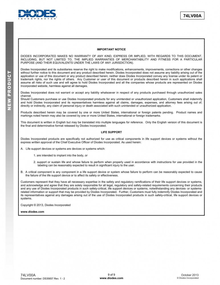 74LV00A datasheet page 9