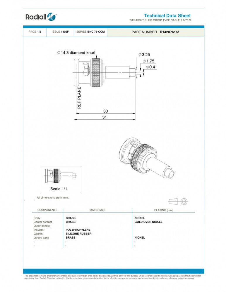 Radiall R142076161 datasheet page 1