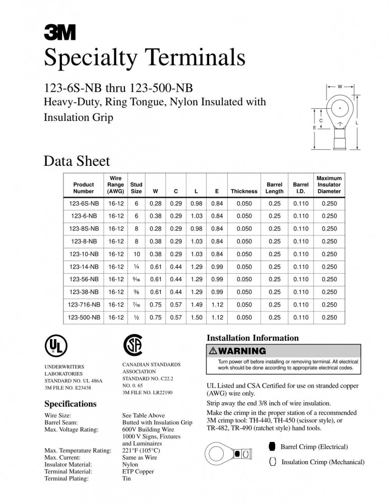 3M 123-38-NB technical document page 1