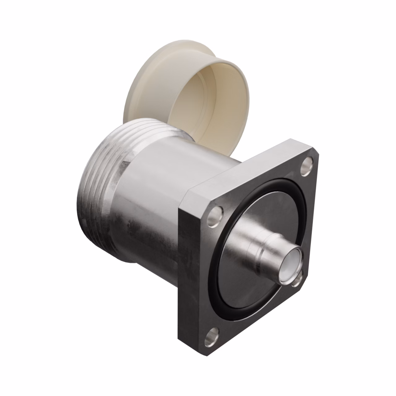 DIN 7/16 Jack, Straight, 4-Hole Flange Mount, Solder, RG-402 (.141