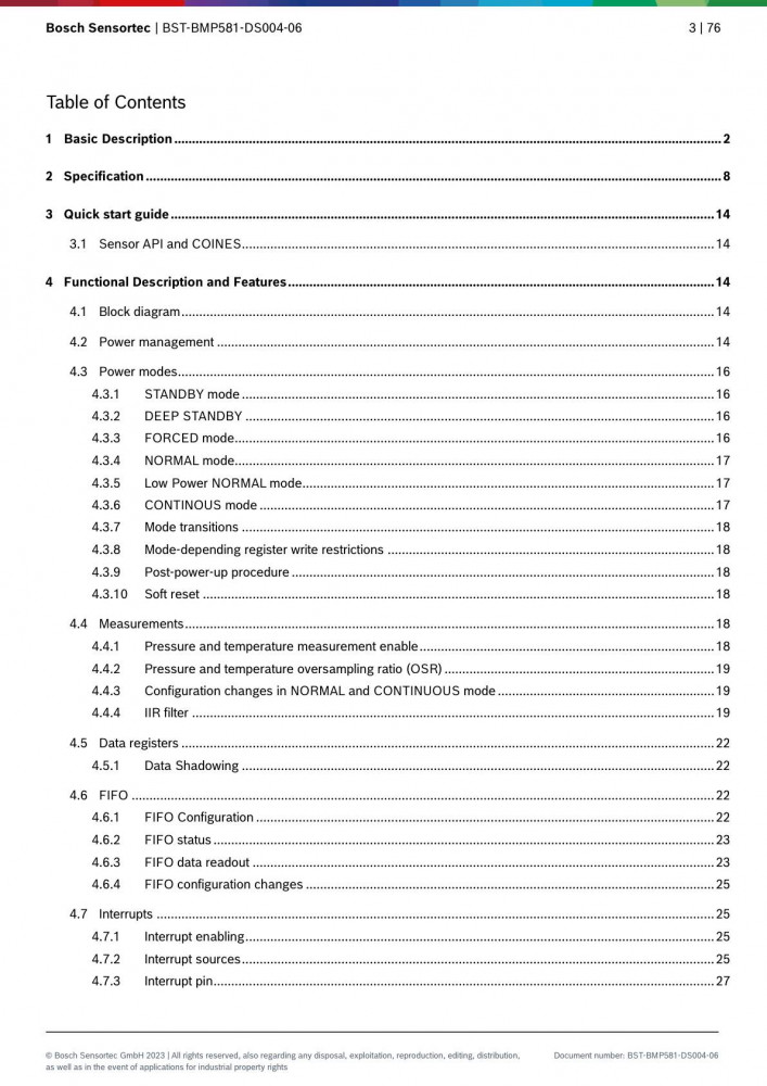 BMP581 datasheet page 3