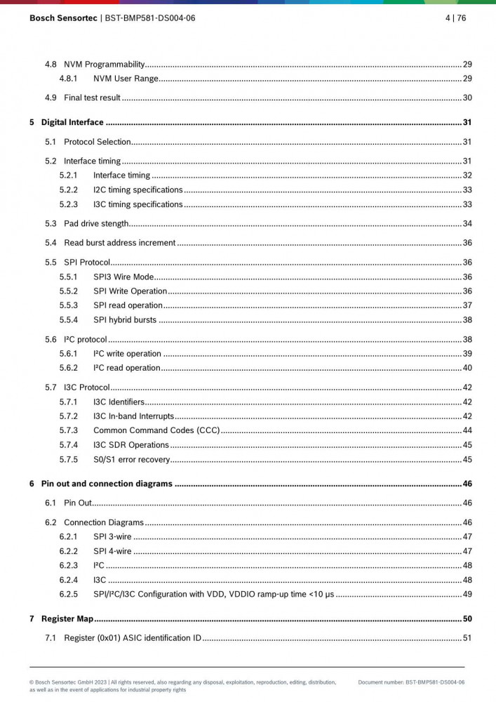 BMP581 datasheet page 4
