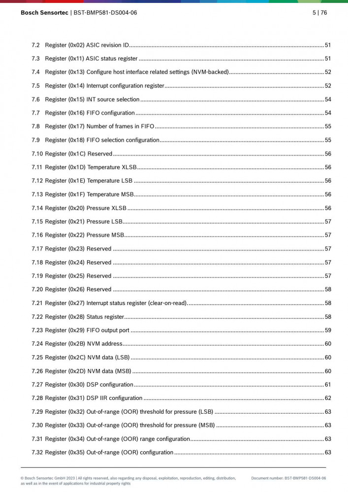 BMP581 datasheet page 5