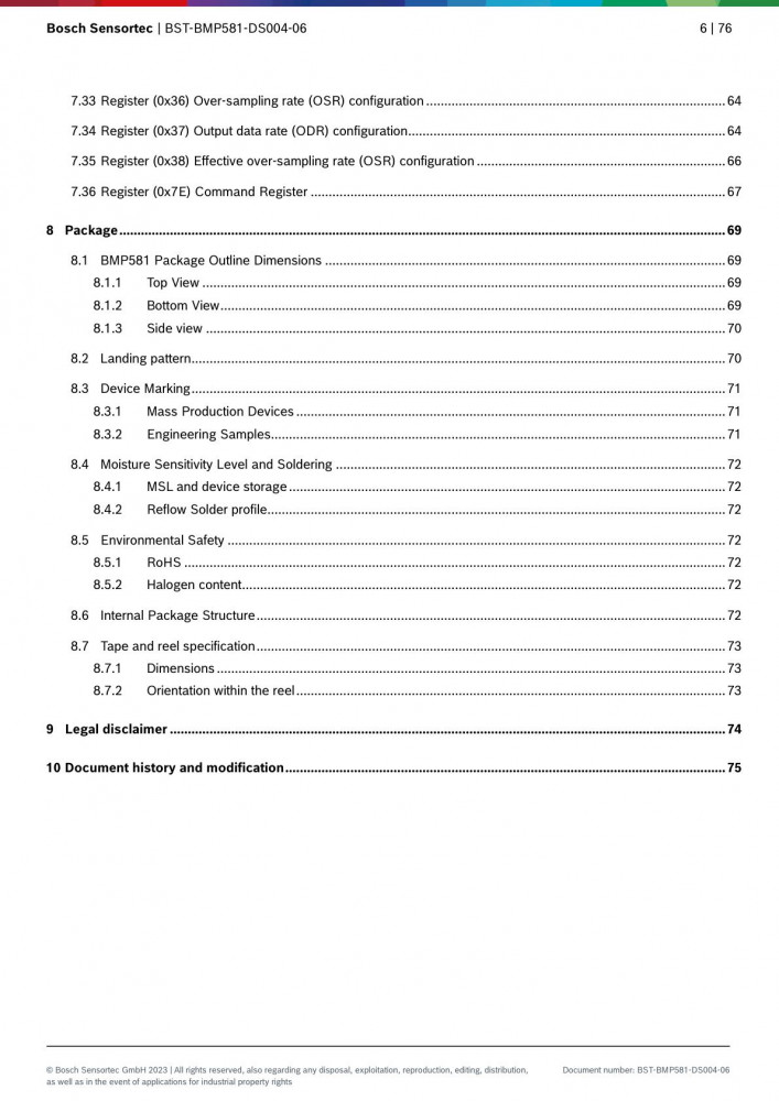 BMP581 datasheet page 6