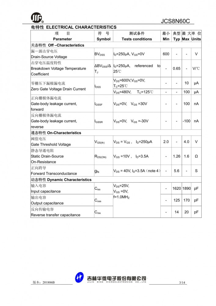JCS8N60FC datasheet page 3