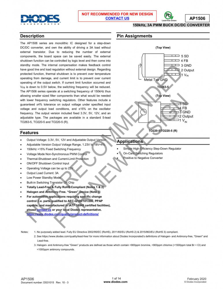 AP1506 datasheet page 1