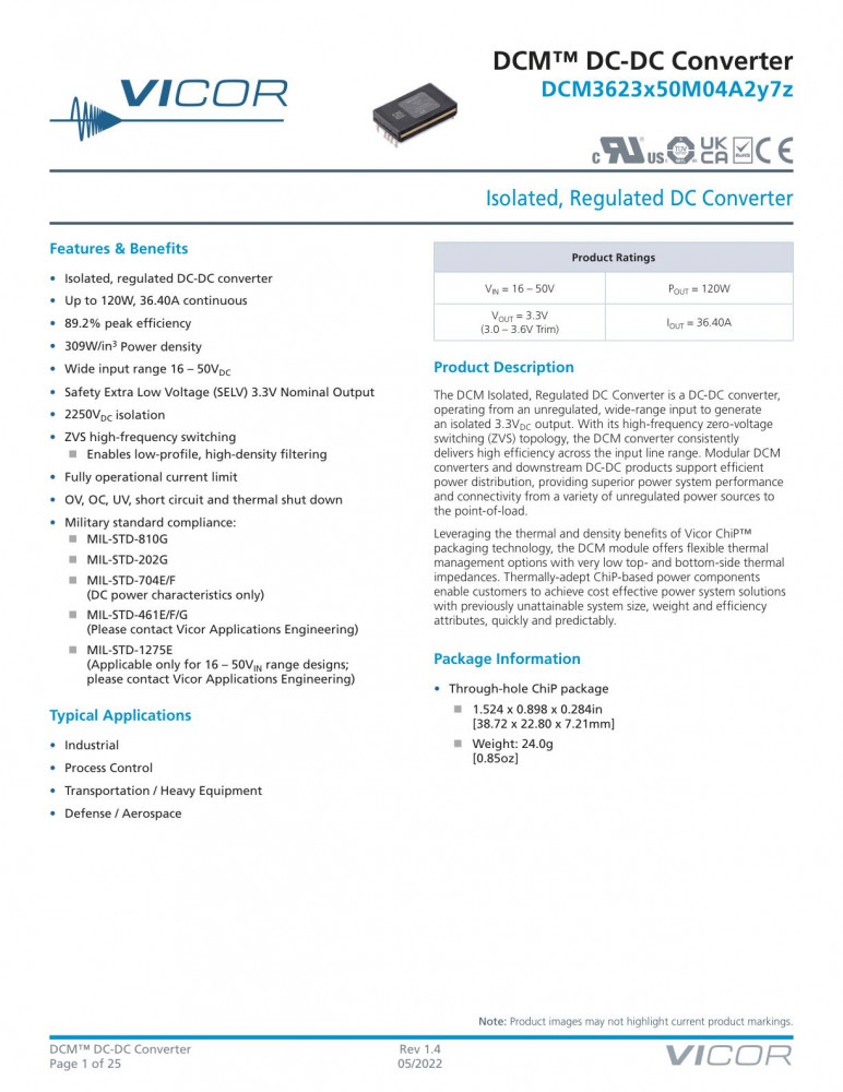 DCM3623T50M04A2M70 technical document page 1
