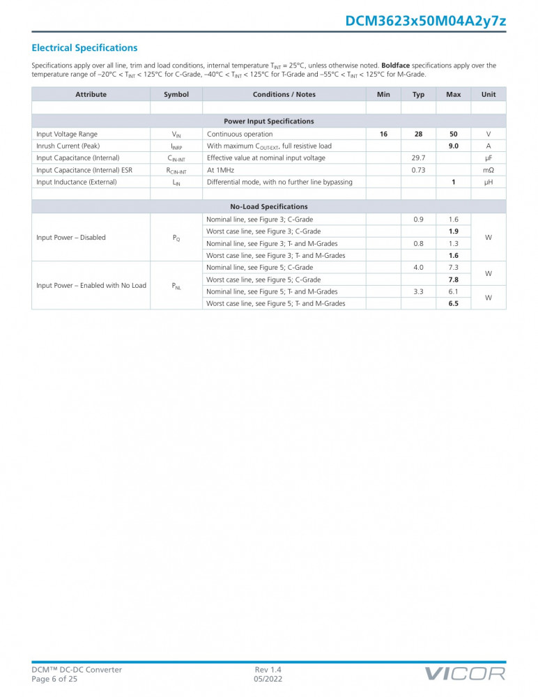 DCM3623T50M04A2M70 technical document page 6