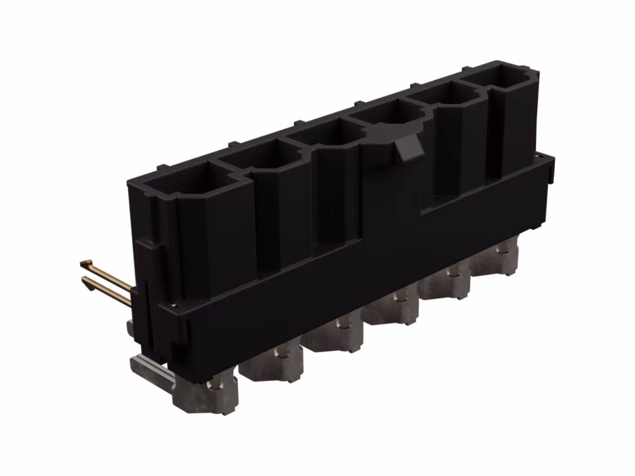 Mini-Fit Sr. Right-Angle Header, 10.00mm Pitch, Single Row, 6 Circuits, 8.30mm Tail Length, for 6.35mm PCB, Silver (Ag) Plating, with Clip for sale