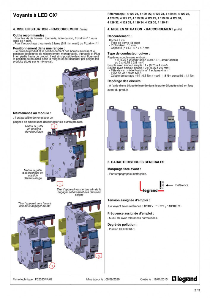 Legrand CX³ LED indicator technical document, page 2