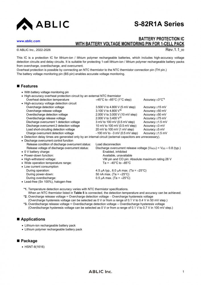 S-82R1A datasheet page 1