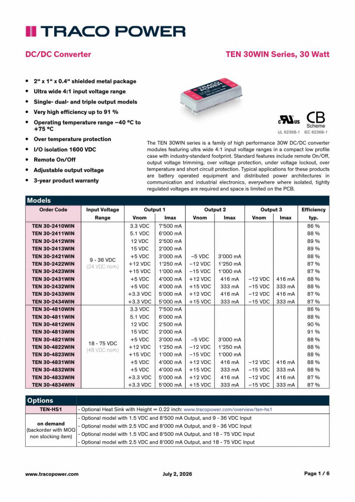 TEN 30WIN technical document, page 1