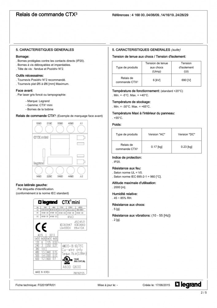 Legrand CTX³ control relay document, page 2