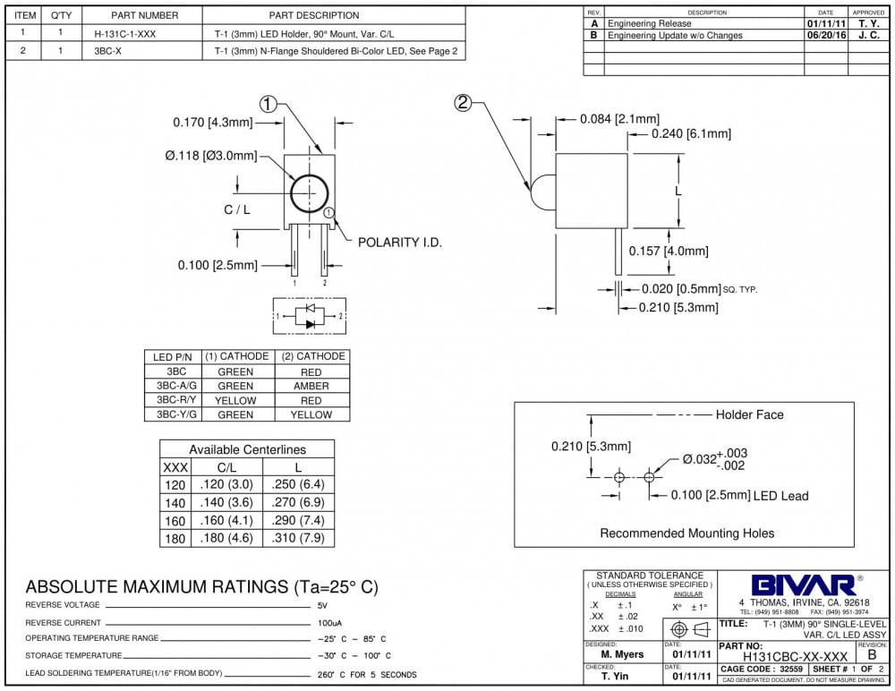 BIVAR H131CBC-180 technical drawing page 1