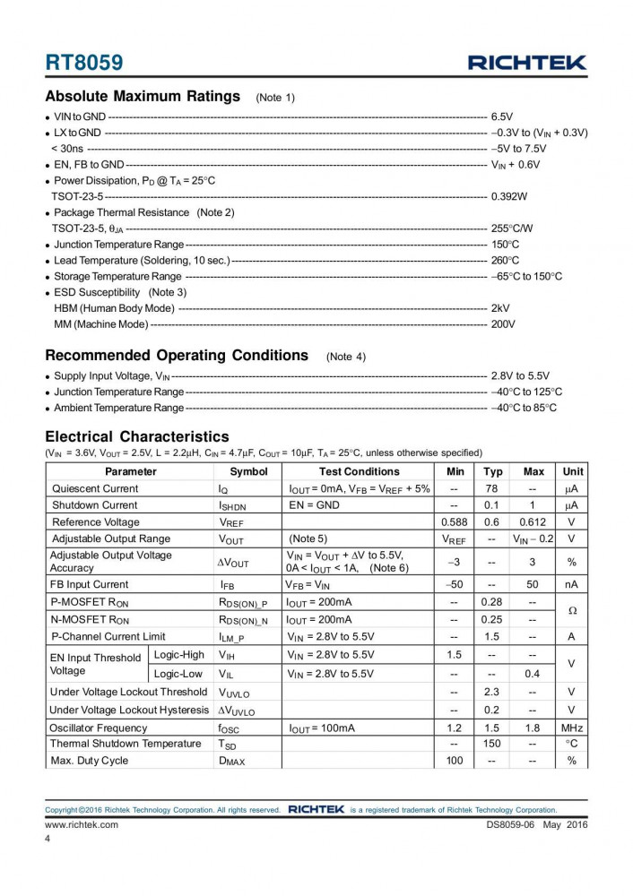 RT8059 datasheet page 4