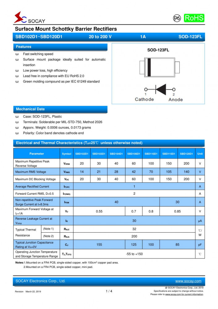 SOCAY SBD103D1 datasheet page 1