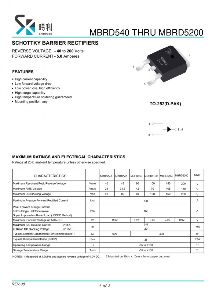 MBRD560 datasheet page 1
