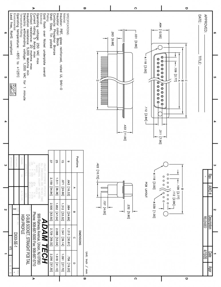 ADAM TECH DE09-SE-1 technical drawing