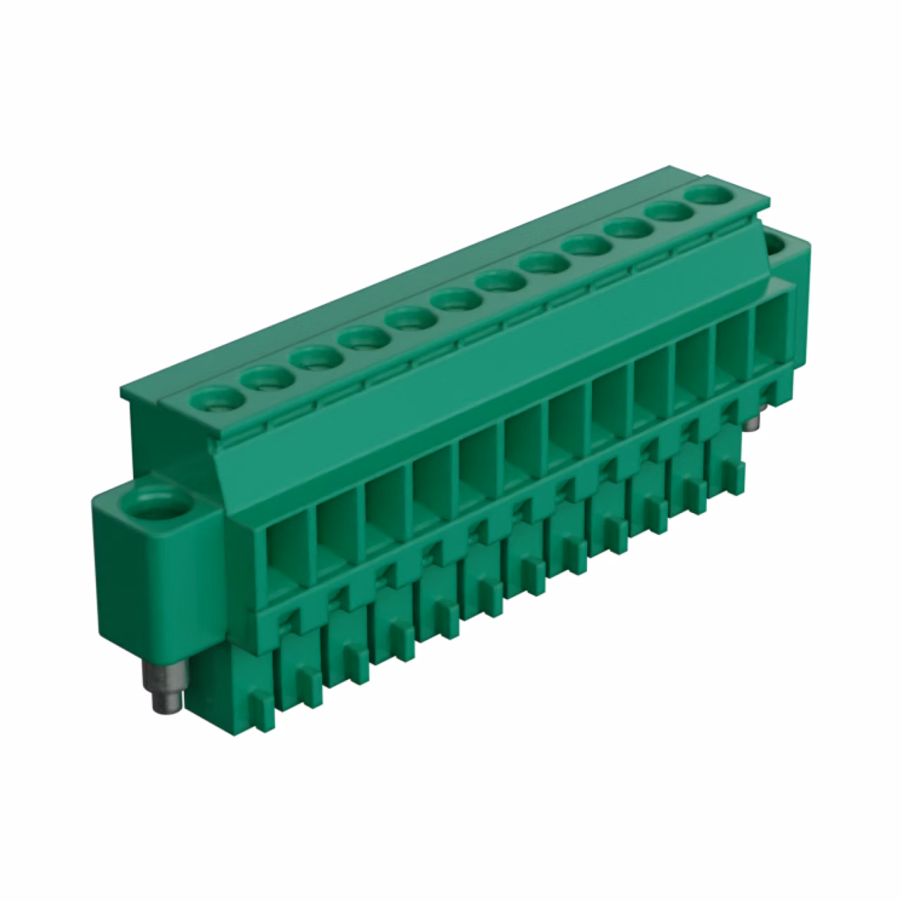 3.50mm Pitch Eurostyle Vertical Plug, with Retention Screws, Front Wire Entry, Green Housing, 12 Circuits for sale