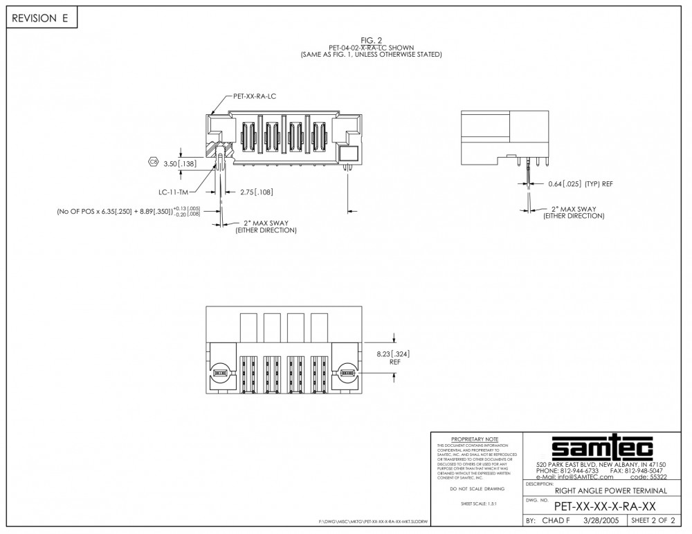 Samtec PET series dimensional drawing page 2