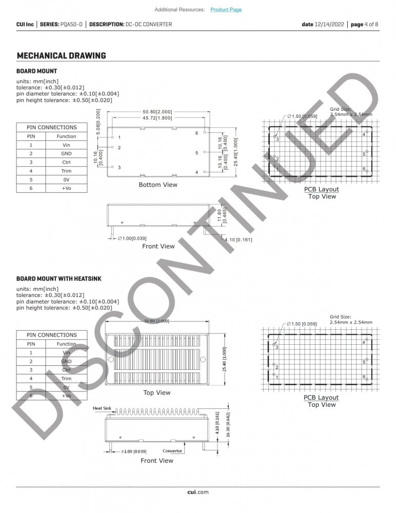 PQA50-D series datasheet page 4