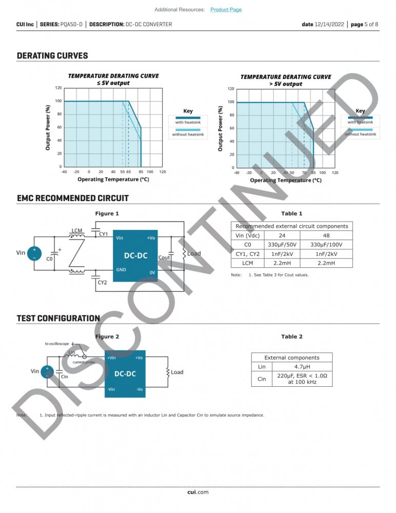 PQA50-D series datasheet page 5