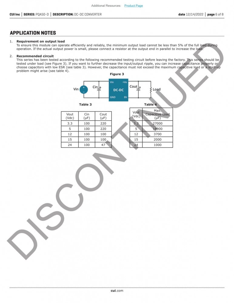 PQA50-D series datasheet page 6