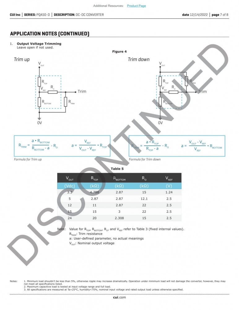 PQA50-D series datasheet page 7