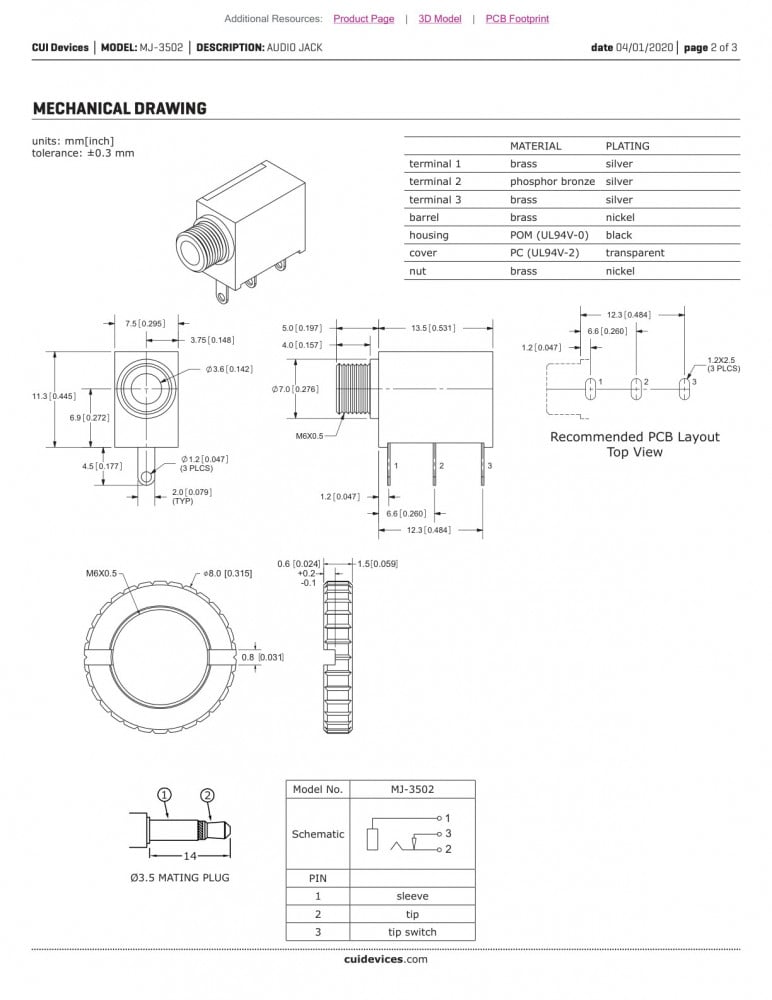 CUI MJ-3502 datasheet page 2