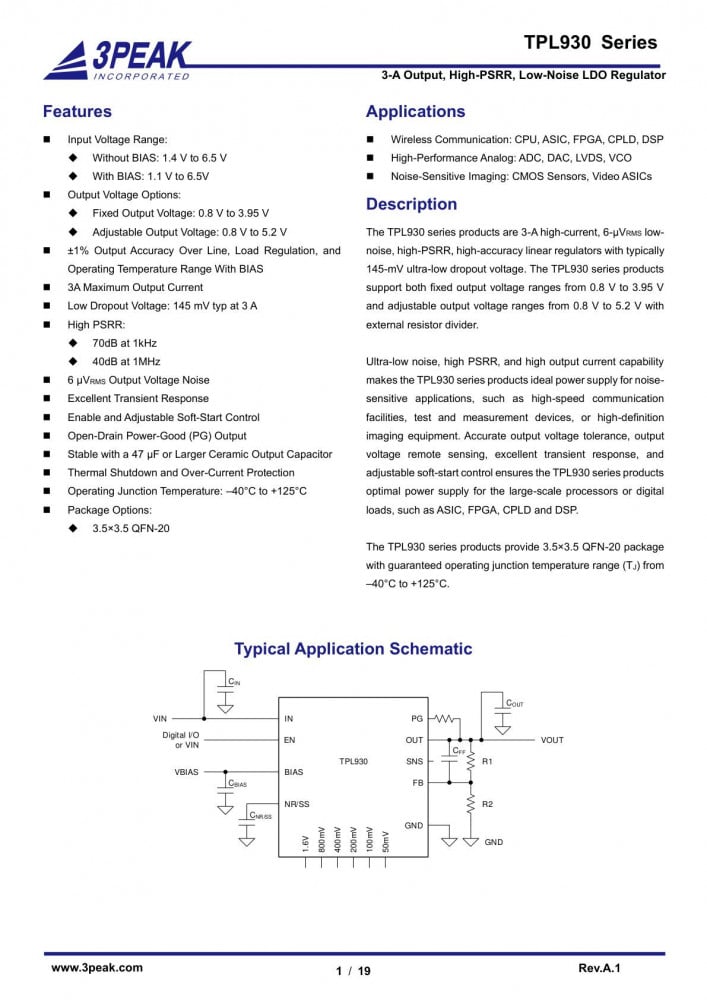 TPL930ADJ-QF6R datasheet page 1