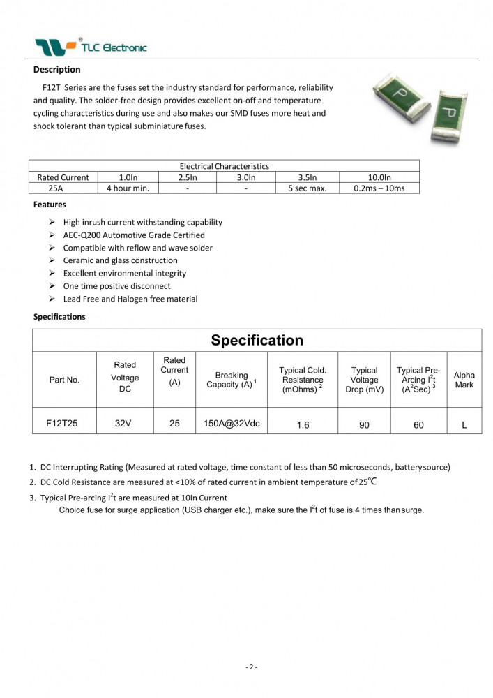 F12T25 datasheet page 2