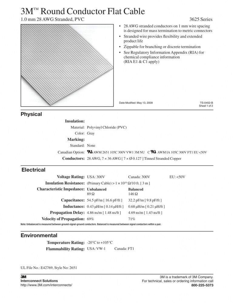 3M 3625 Series technical document page 1
