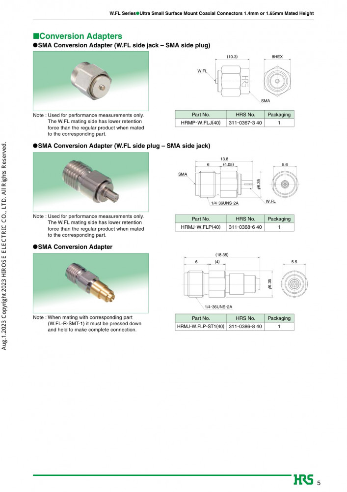 HRS W.FL Series document page 5